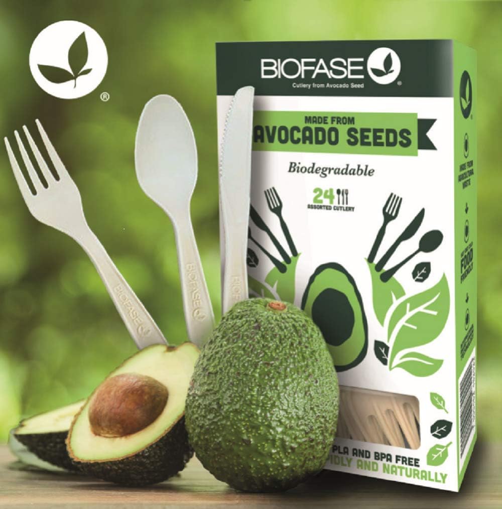 Biofase Premium Biodegradable Mixed Cutlery Set of 24 (8 Knives, 8 ...