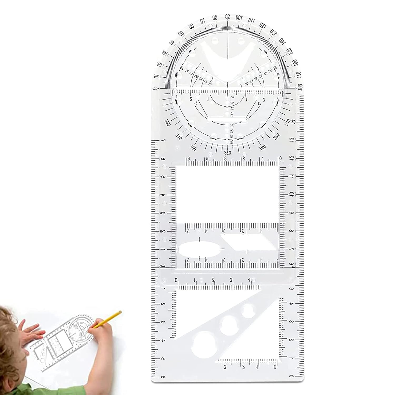 Multifunctional Geometric Ruler, Multi-Function Drawing Ruler with 14 ...