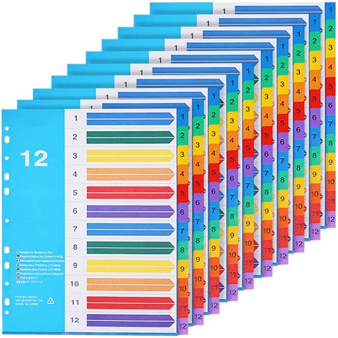 10 Part A4 File Dividers, A4 Subject Dividers, A4 Plastic Subject ...