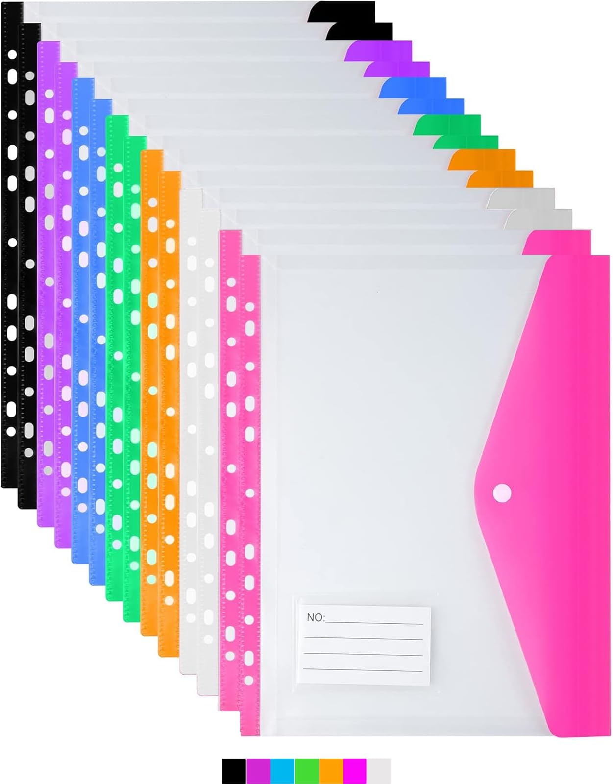 14 Pack Clear Plastic Wallets A4 Punched Pockets, 11 Holes Expandable ...