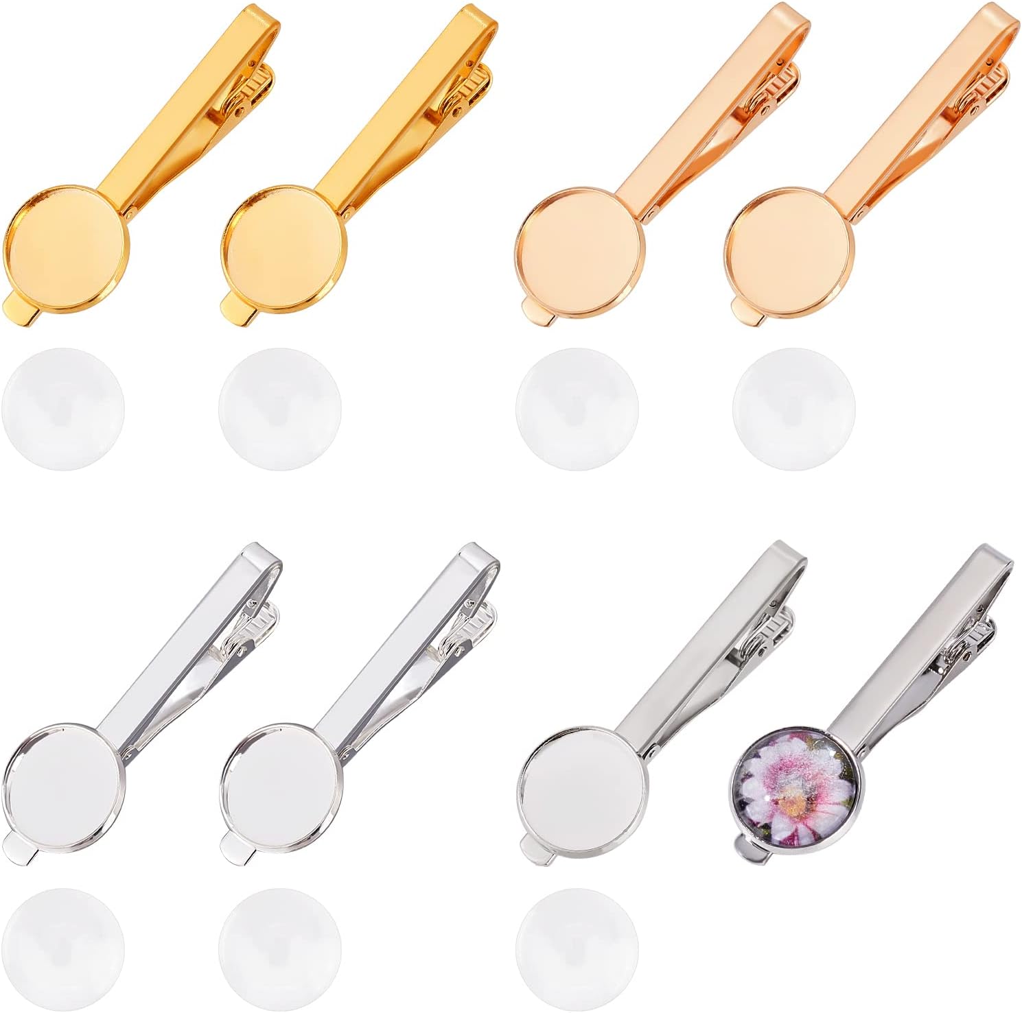 Amazon.com: SUPERFINDINGS 8Pcs 4 Colors Brass Tie Clip with Cabochon ...