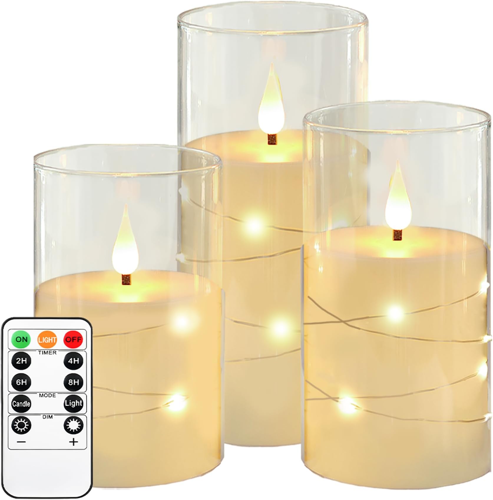 Amazon.com: Homemory Flameless Candles with Embedded Star String Fairy ...