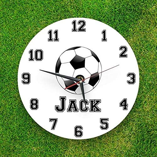 Personalised glass wall clock Football clock Team colour White and ...