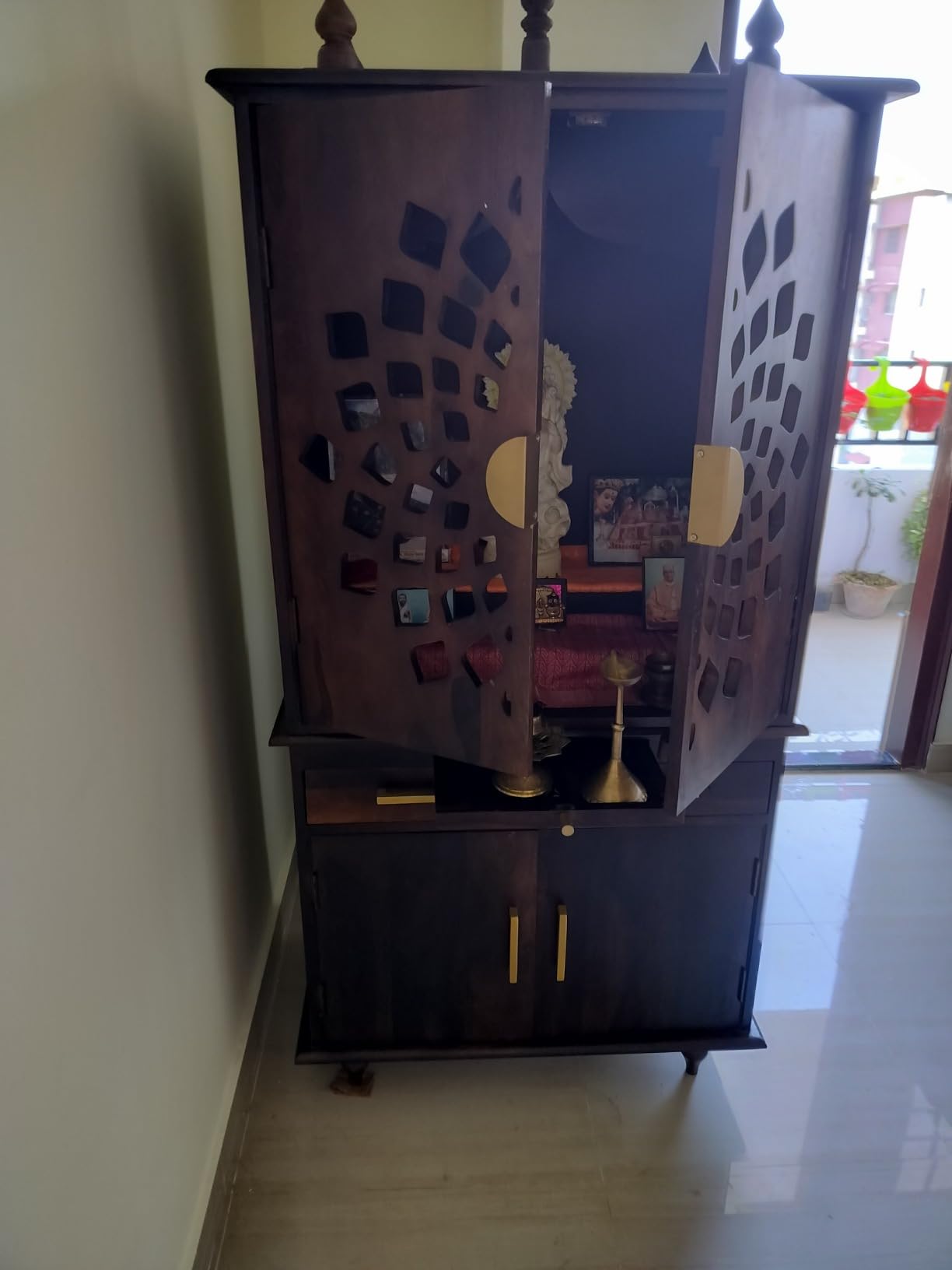 WOODSBERRY Sheesham Wood Pooja Mandir for Home | Solid Wooden Temple ...