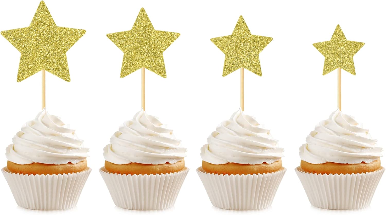 Amazon.com: 36Pcs Star Cupcake Toppers Glitter Gold Cupcake Picks ...