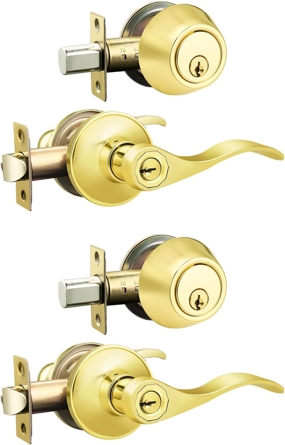 Brotima 2 Pack Exterior Entry Door Lock Set, Keyed Alike Single ...