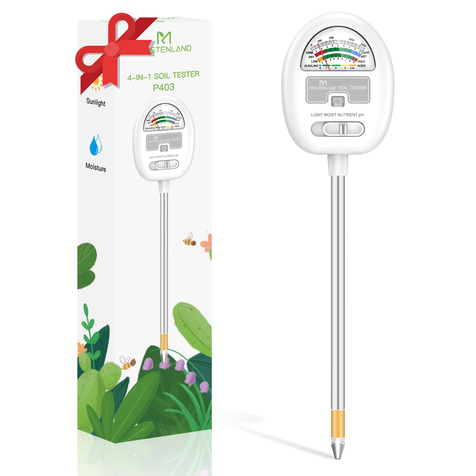 [Upgraded] Soil Moisture Meter, 4-in-1 Soil pH Tester, Soil Moisture ...