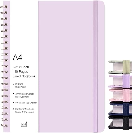 Amazon.com : EOOUT Lined Spiral Journal Notebook, 110 Pages, A4 8.5 x ...