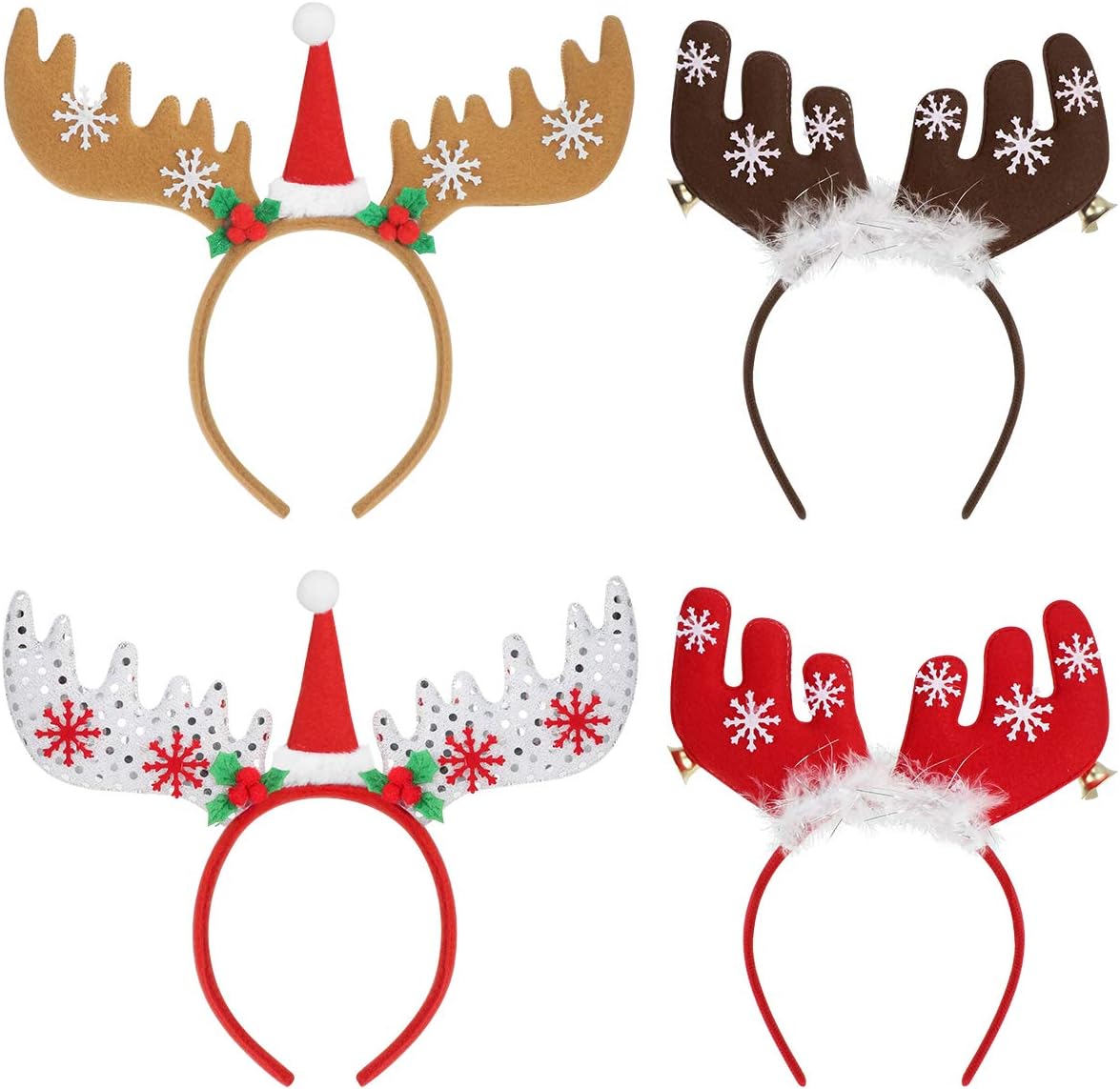 Amazon.com: FRCOLOR 4Pcs Christmas Elf Hat Headbands & 4Pcs Christmas ...