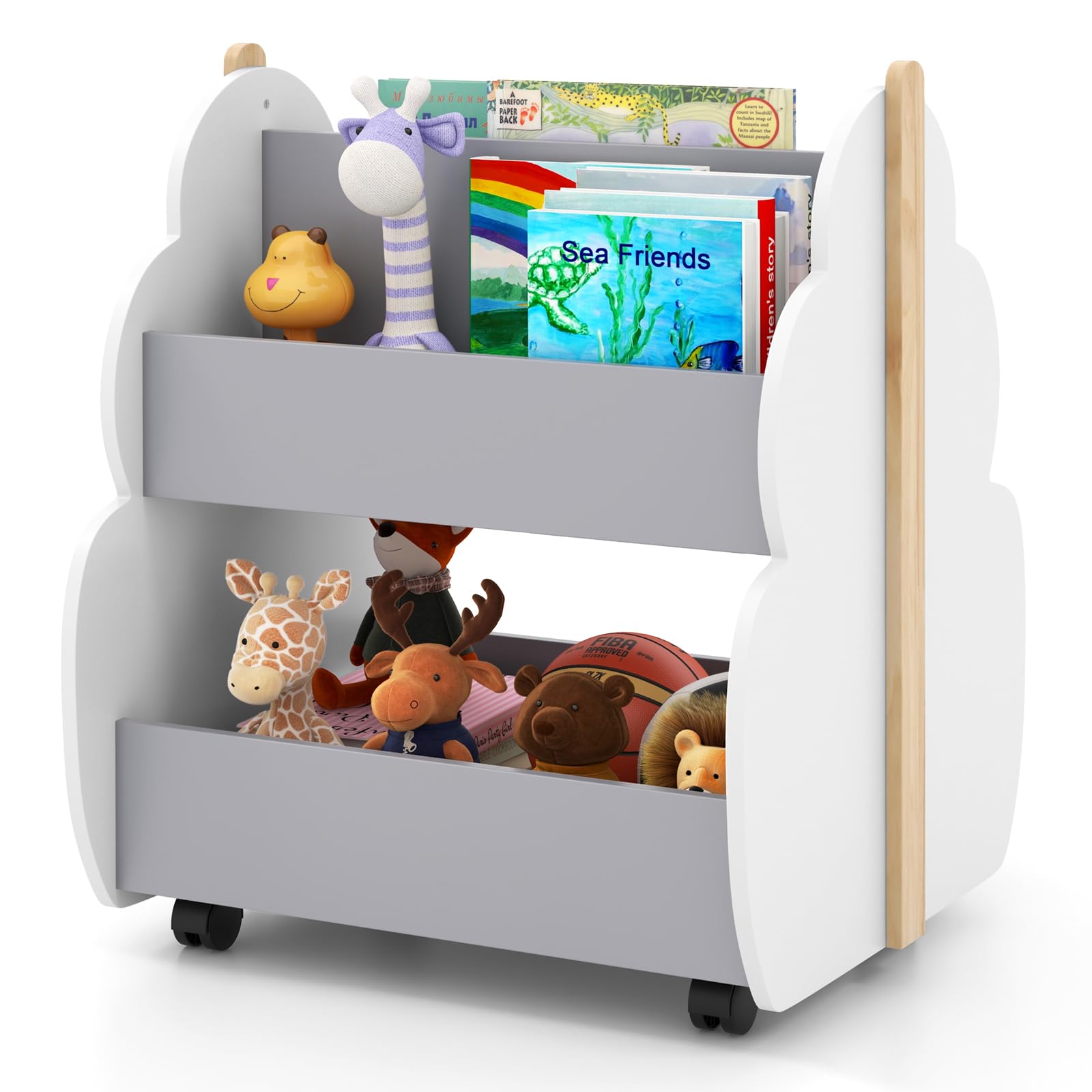 Amazon.com: Costzon Kids Bookshelf with Universal Wheels, 2-Tier ...