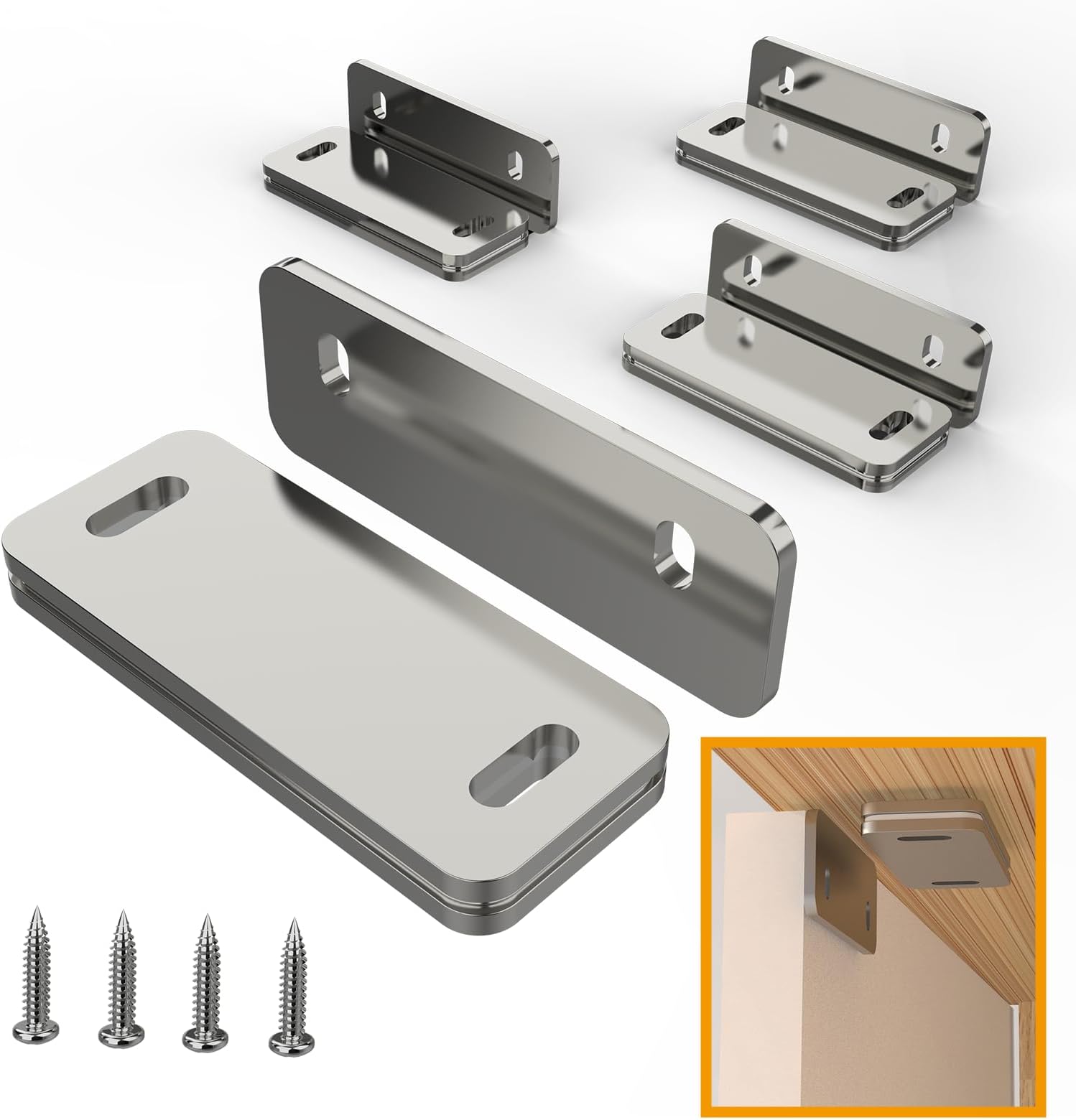 Magnetic Door Catch 4 Pack, Ultra Thin Cabinet Magnets Adhesive for ...
