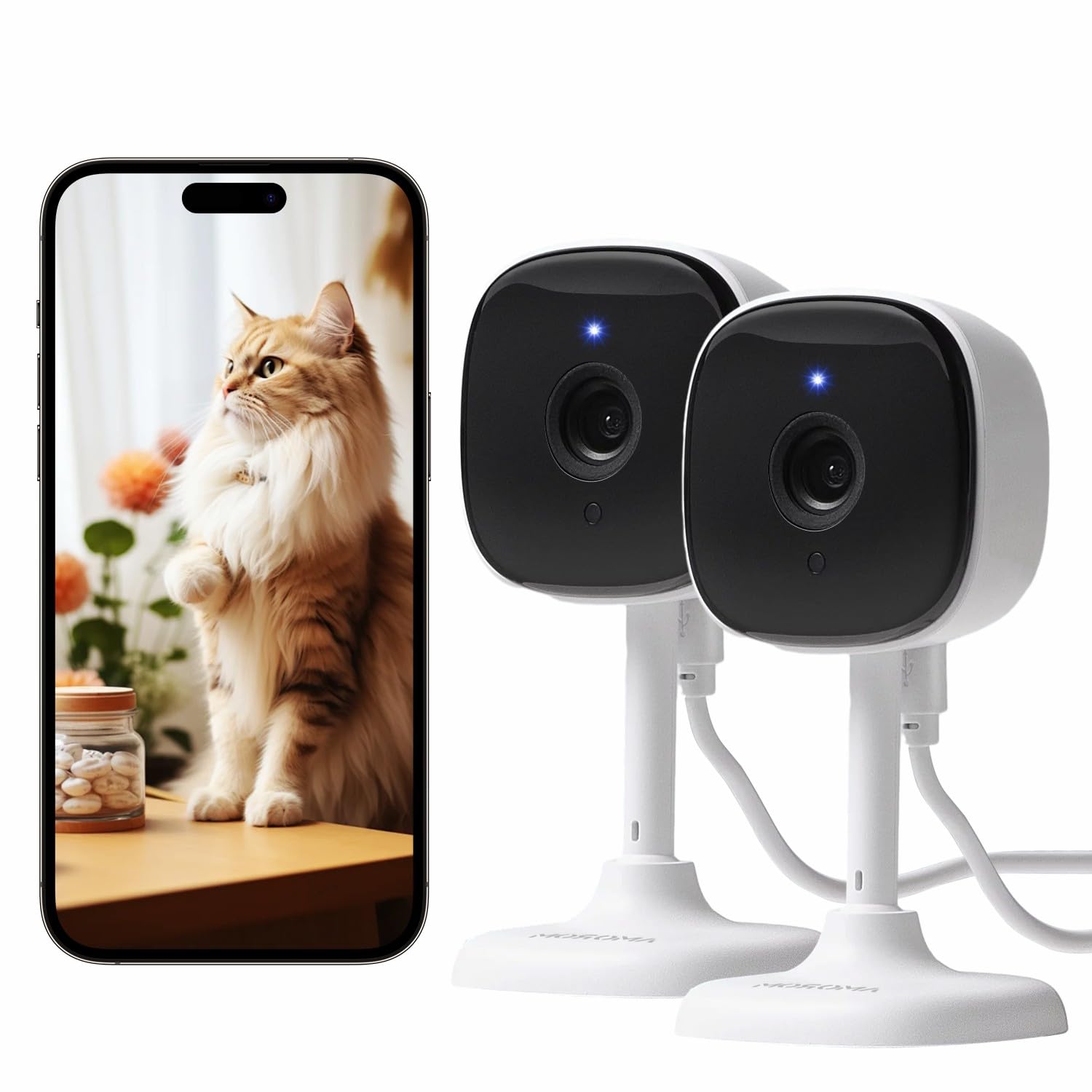 Amazon.com : 2 Packs Security Camera Indoor for House/Baby/Elder/Dog ...