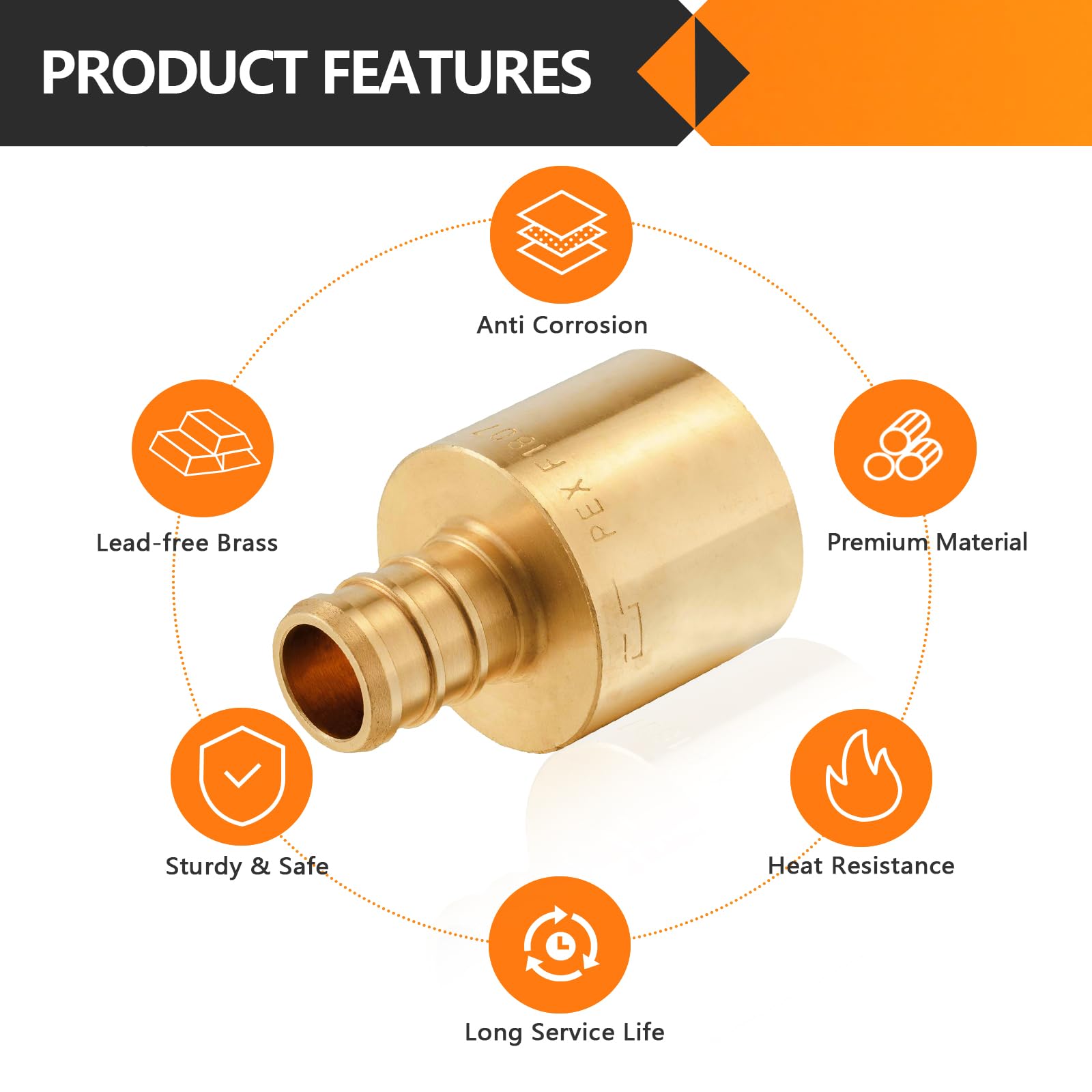 Snapklik.com : HeSun 10-Pack PEX Fittings, 1/2" PEX X 3/4" Female Sweat ...