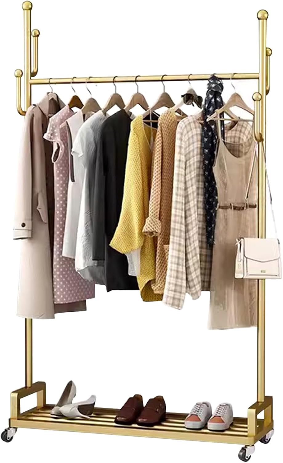 Amazon.com: Heavy Duty Metal Rolling Clothes Rack with Sturdy Wheels ...
