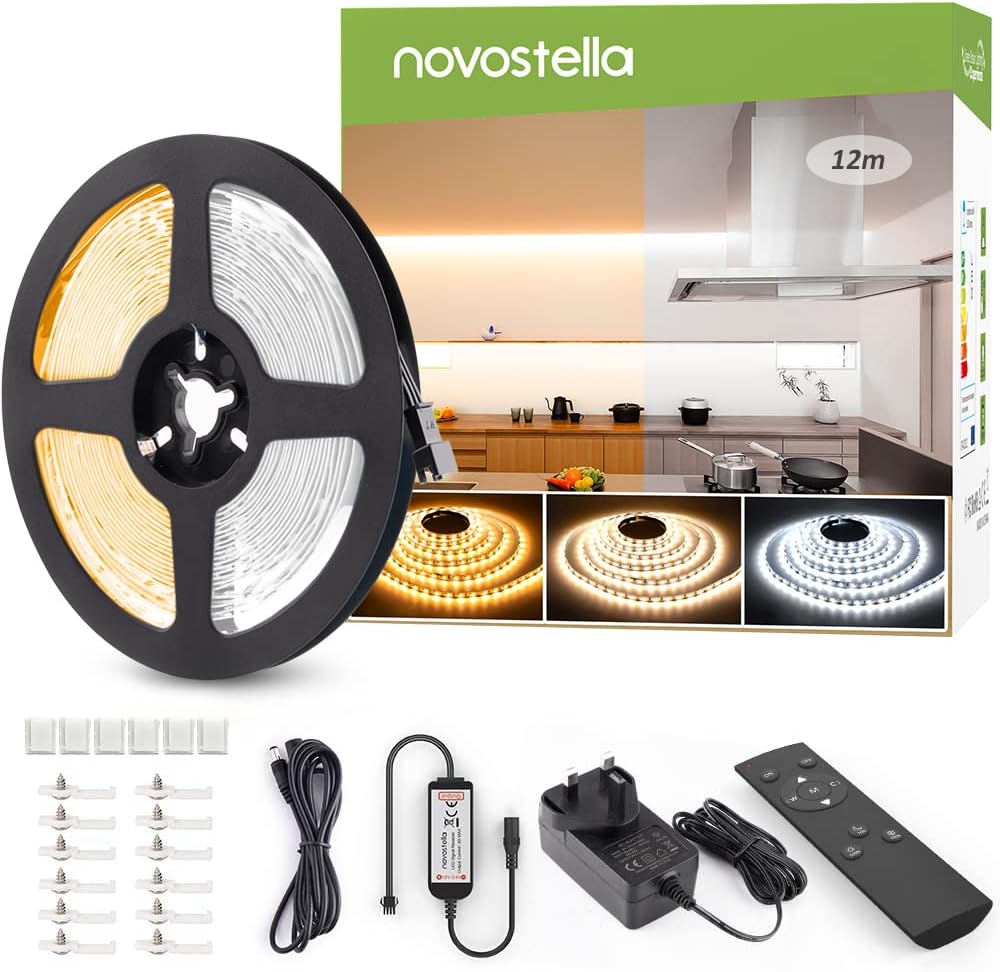 NOVOSTELLA 12M LED White Strip Lights, Dimmable 40ft 1344 LEDs, Tunable ...