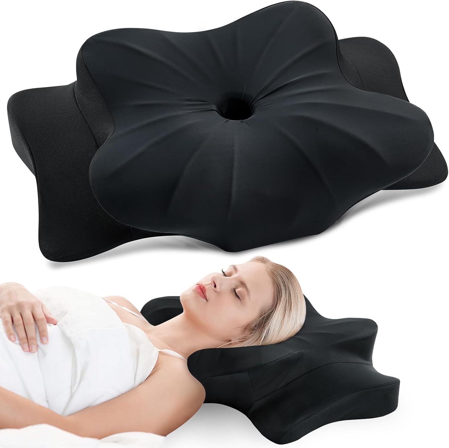 Amazon.com: Cervical Neck Pillow for Neck Pain Relief – Memory Foam ...