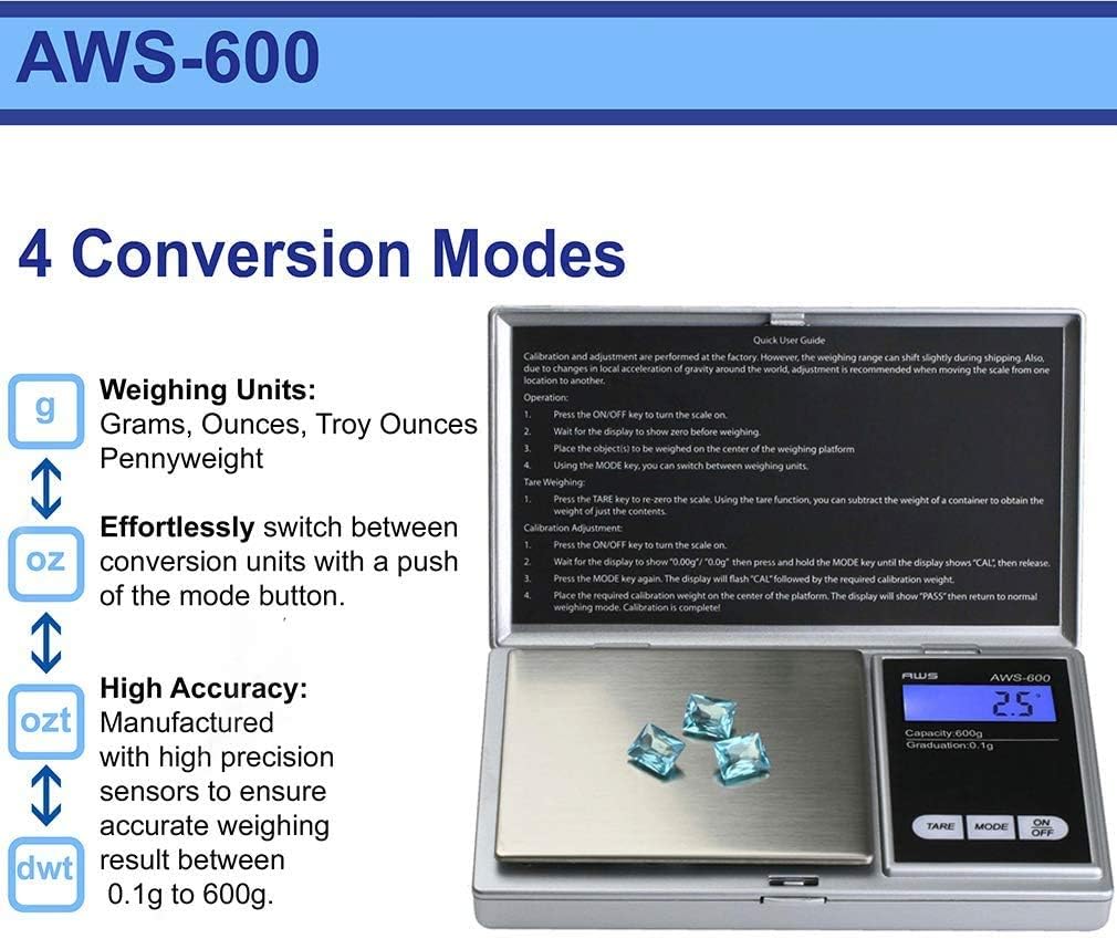 American Weigh Scales Signature Series Silver AWS-600-SIL Digital ...