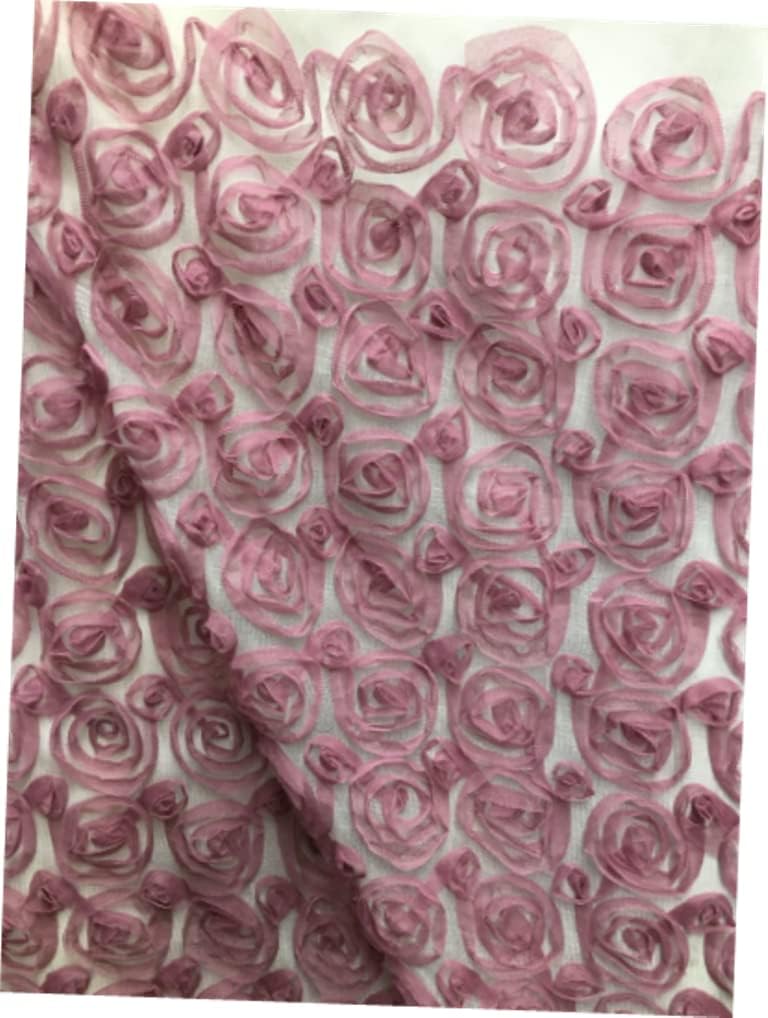 Amazon.com: Fabric 54" Mesh Lace Floral Rosette Embroidered Dusty Rose ...