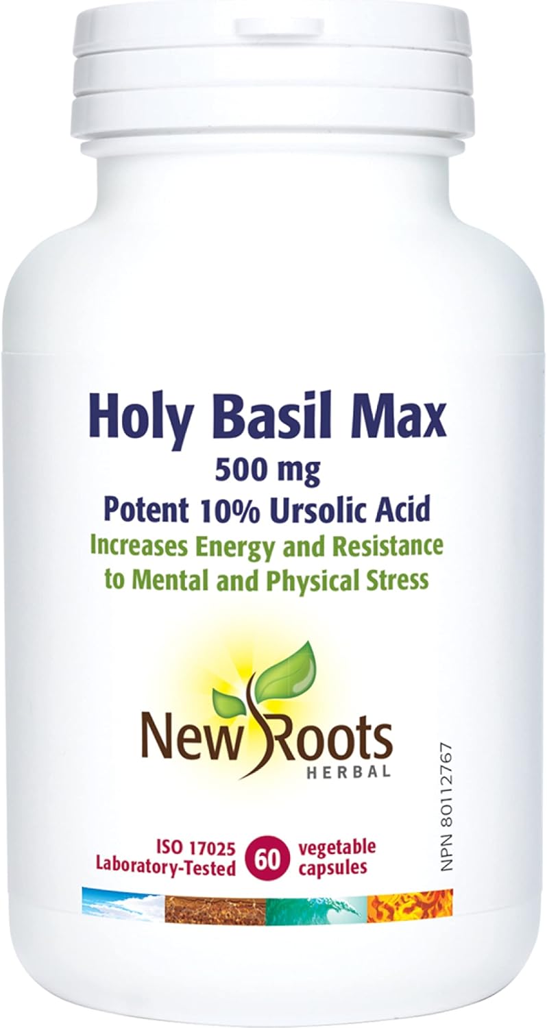 New Roots Herbal - Holy Basil Leaf Extract with Ursolic Acid 500mg 60 ...