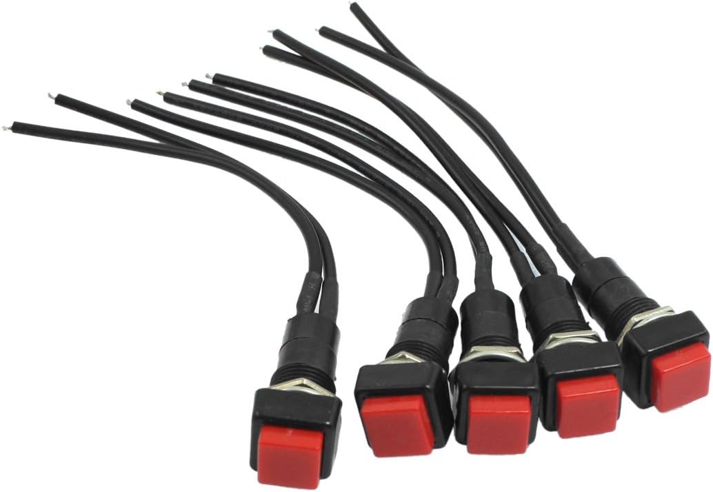 Amazon.com: uxcell 5 Pcs Red Momentary Square Push Button Switch NO ...