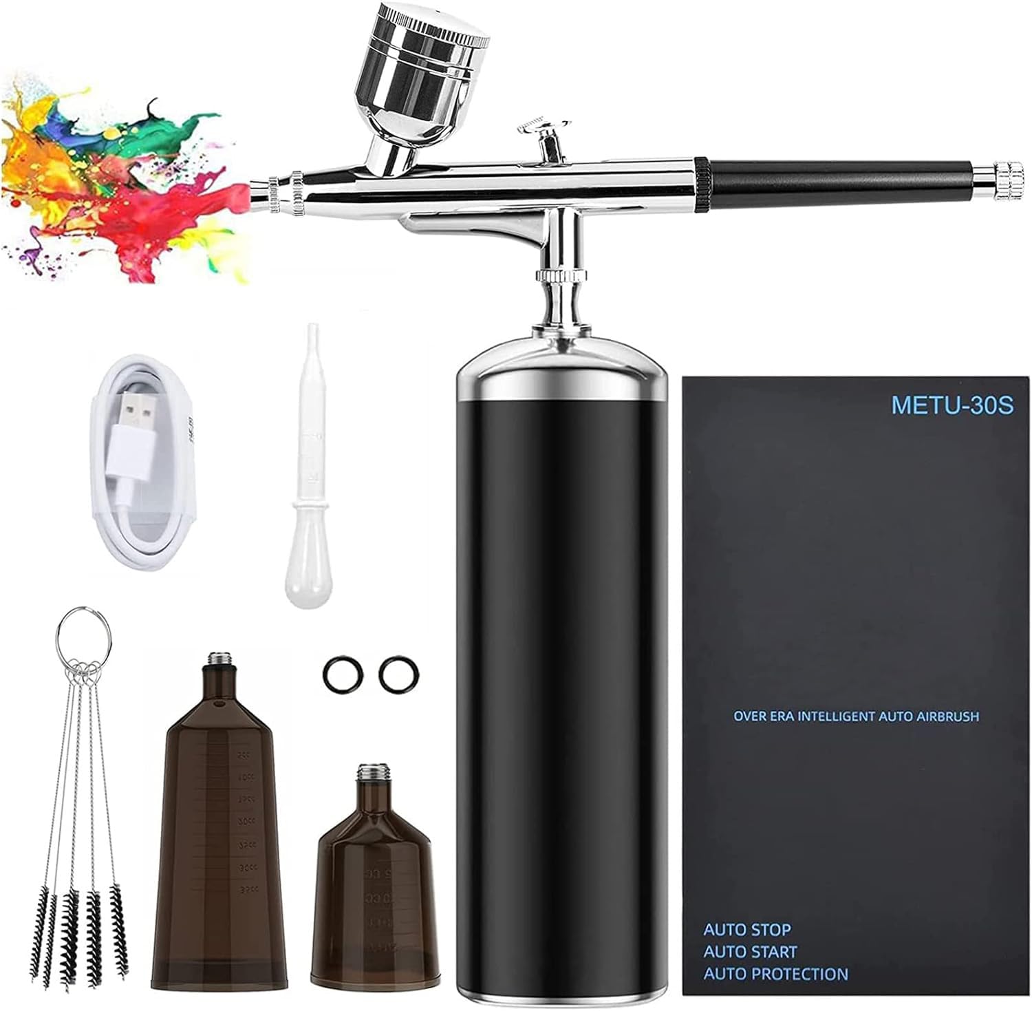 30PSI Upgraded Airbrush Kit with Air Compressor, Portable Cordless Auto ...