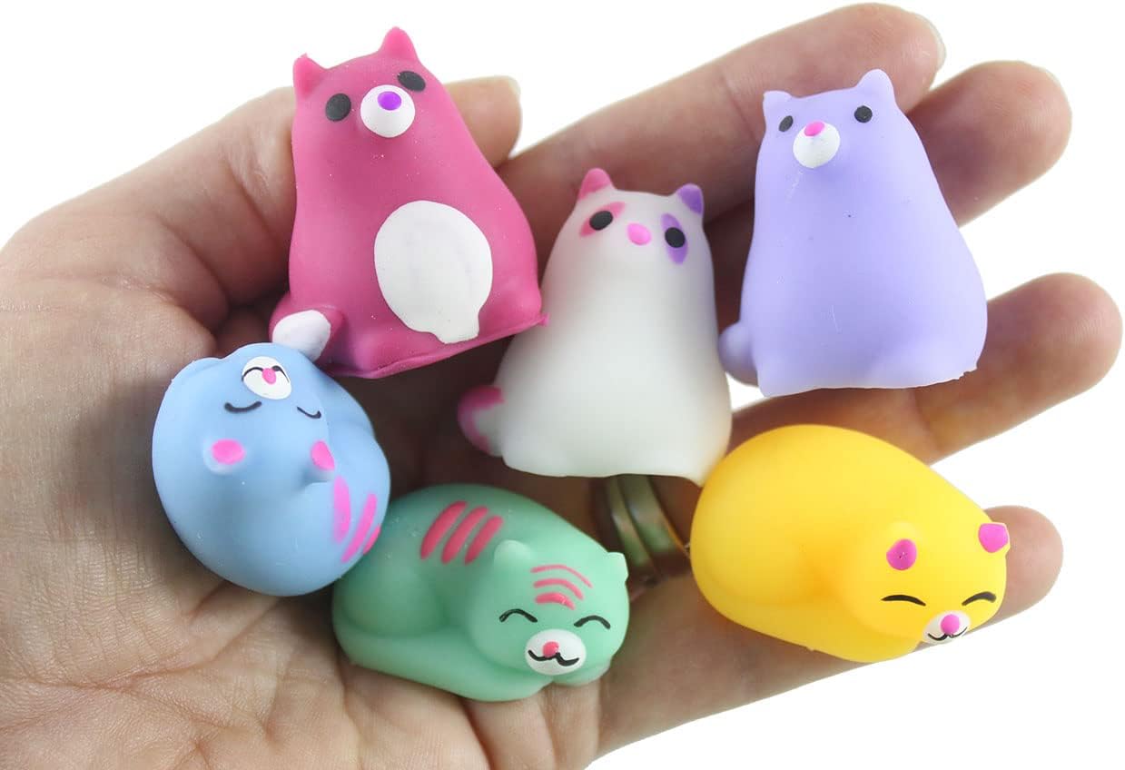 Amazon.com: Curious Minds Busy Bags Set of 6 Cat Mochi Squishy Animals ...