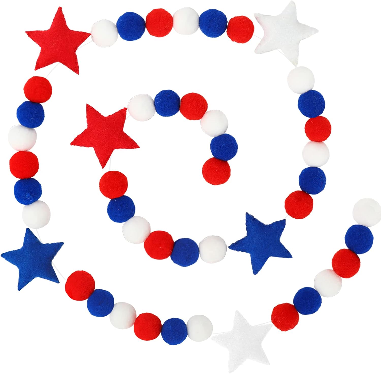 Amazon.com: Whaline Patriotic Felt Pom Pom Banner 4th of July Felt ...