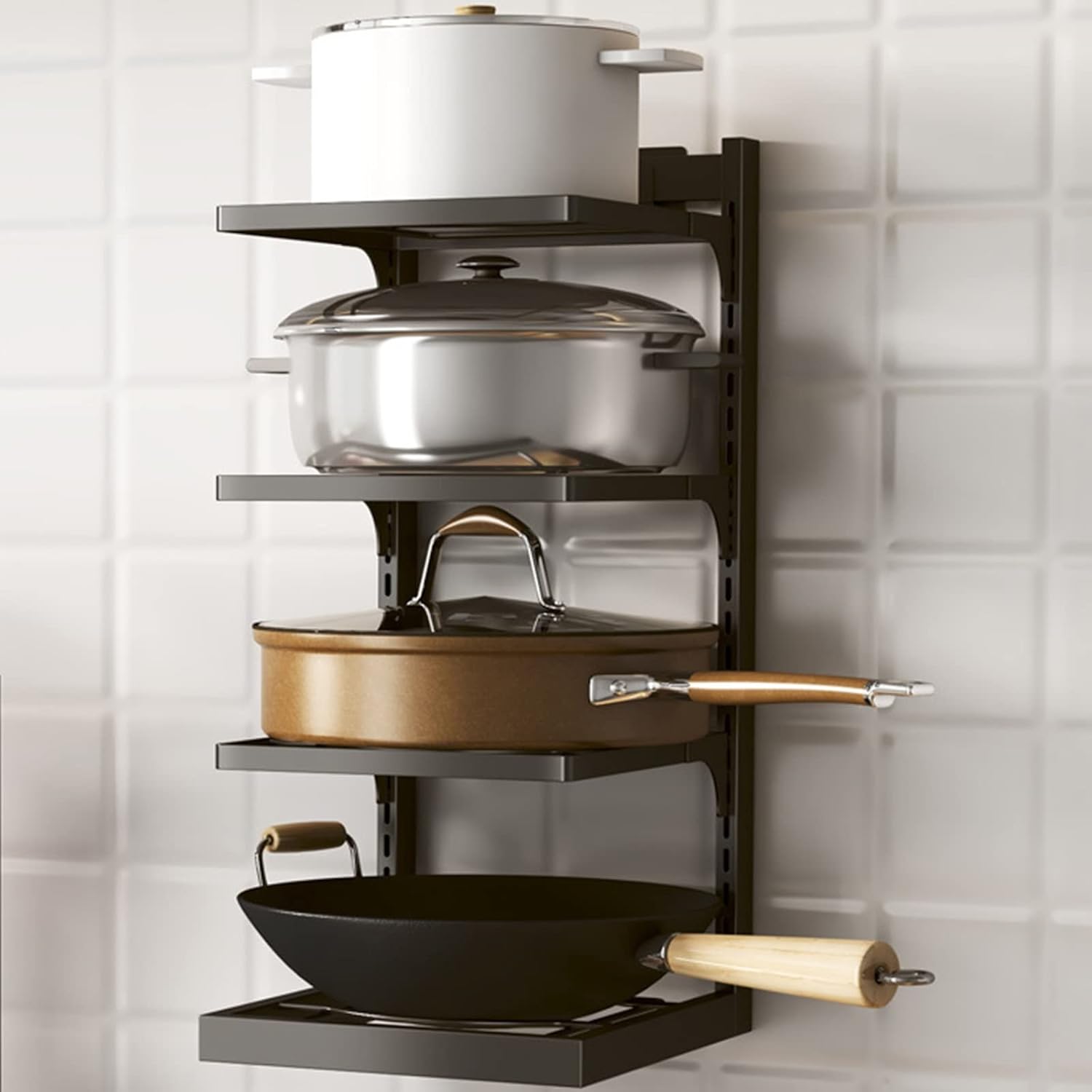 Amazon.com: Pan Storage Rack, Holds Cast Iron Skillets Dutch Oven ...