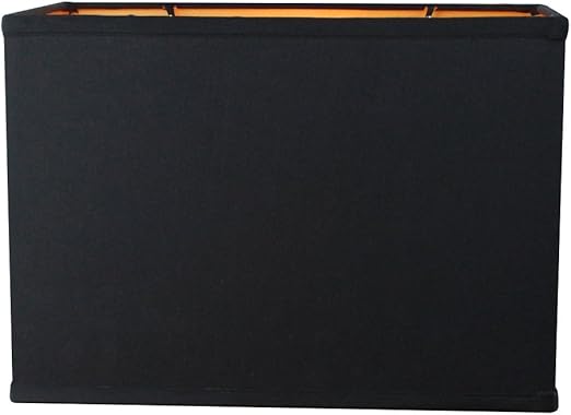 (14x8) x(14x8) x10 Rectangular Drum Lampshade Black Fabric with Brass ...