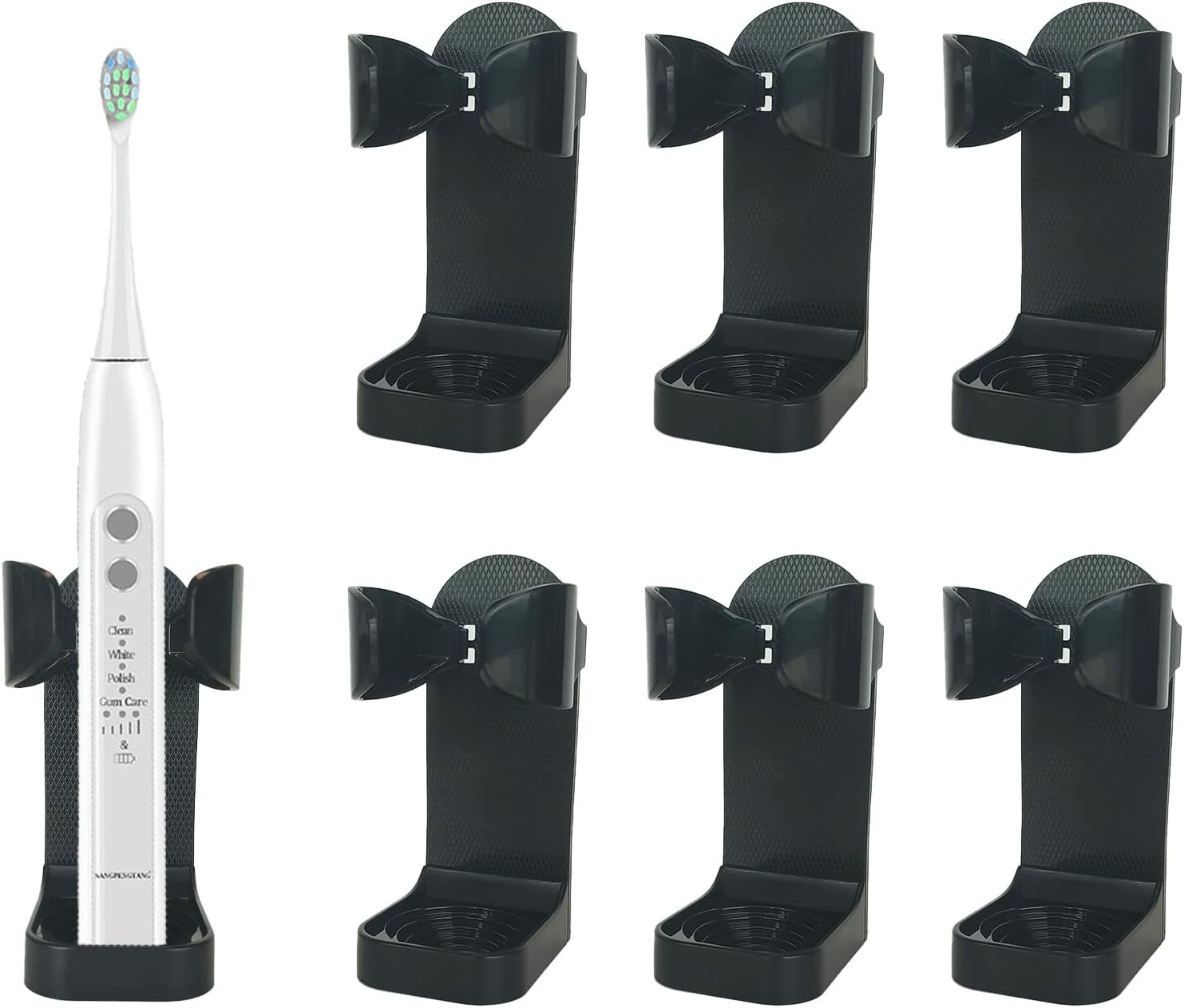 Amazon.com: 6 PCS Electric Toothbrush Holder Black Wall Mounted Holder ...