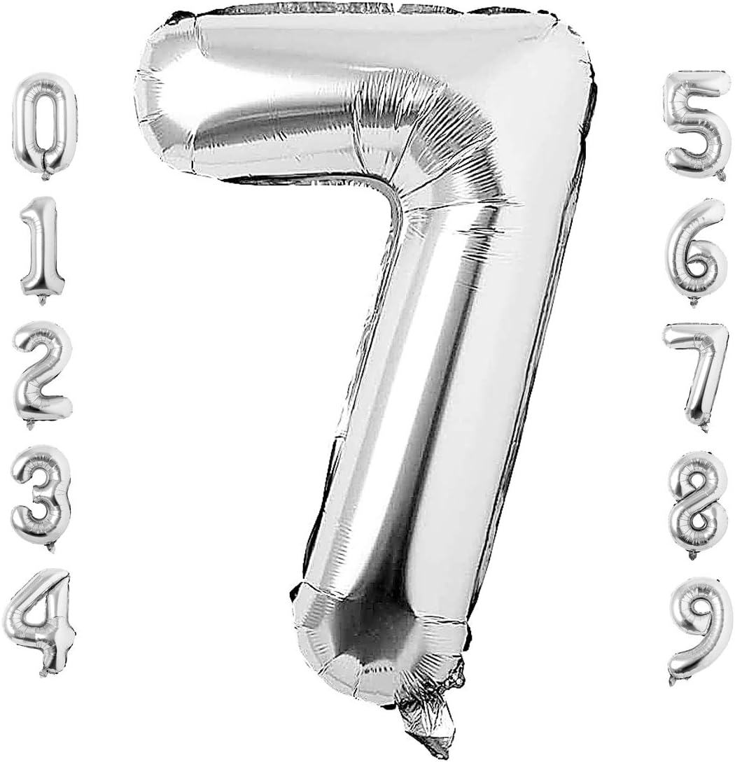 Amazon.com: 40 Inch Large Silver Number 7 Balloon Extra Big Size Jumbo ...
