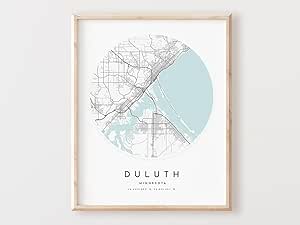 Amazon.com: Duluth Map Print Duluth Map Poster City Wall Art Mn Road ...