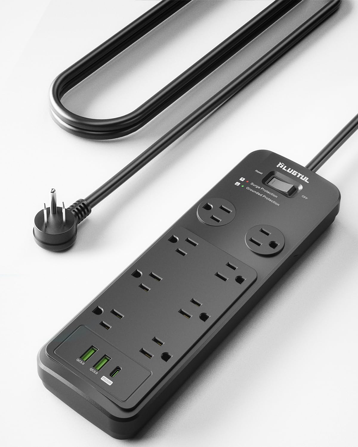 Amazon.com: Surge Protector Power Strip 6FT, PLUGTUL Surge Protector ...