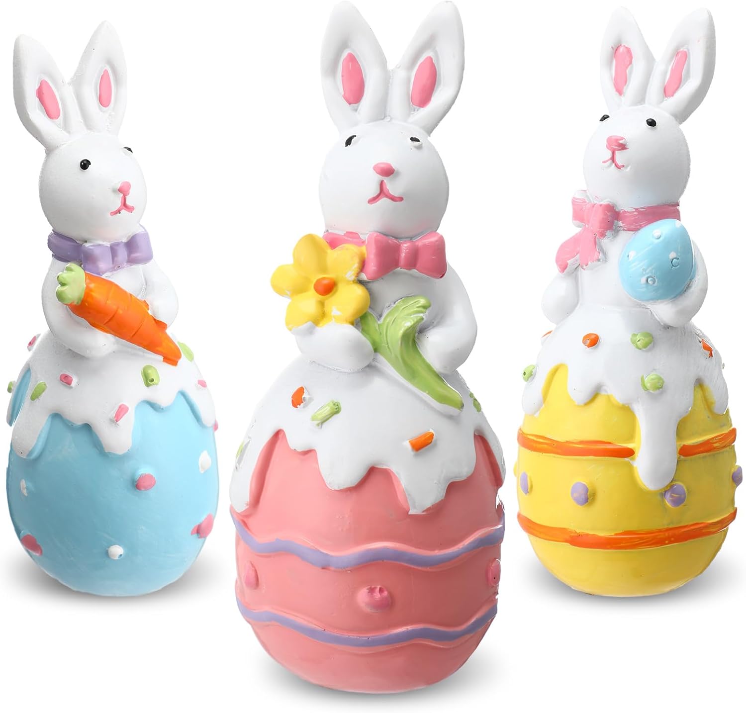Amazon.com: Wesiti 3 Pcs Easter Bunny Decorations Resin Easter Egg ...