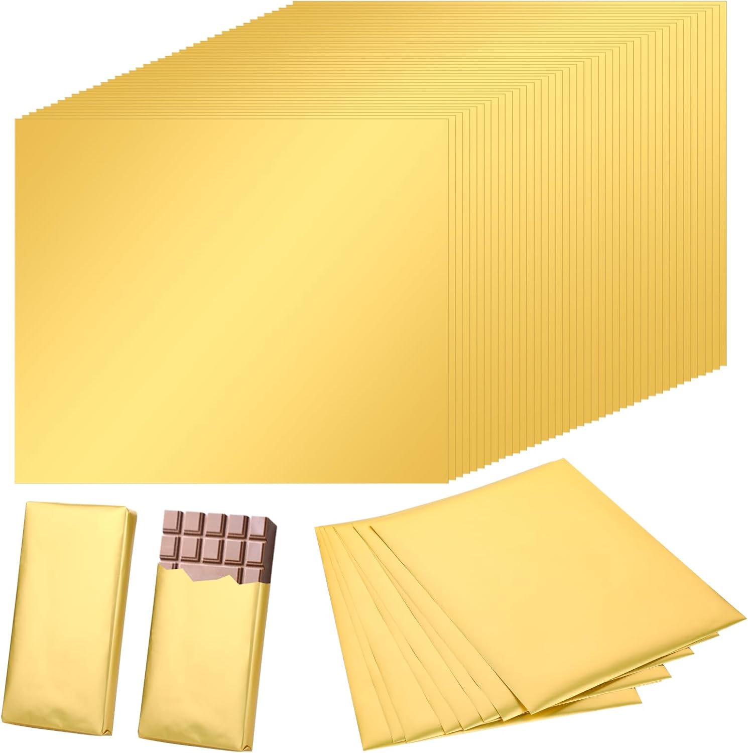Amazon.com: 100Pcs Gold Foil Candy Wrappers Foil Chocolate Wrapping ...