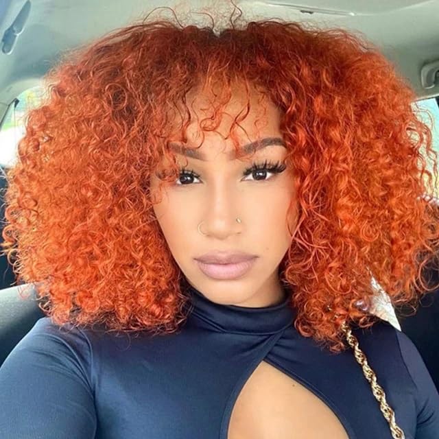 Amazon.com : NOBLE HAIR Short Curly Human-Hair Wigs with Bangs Jerry ...