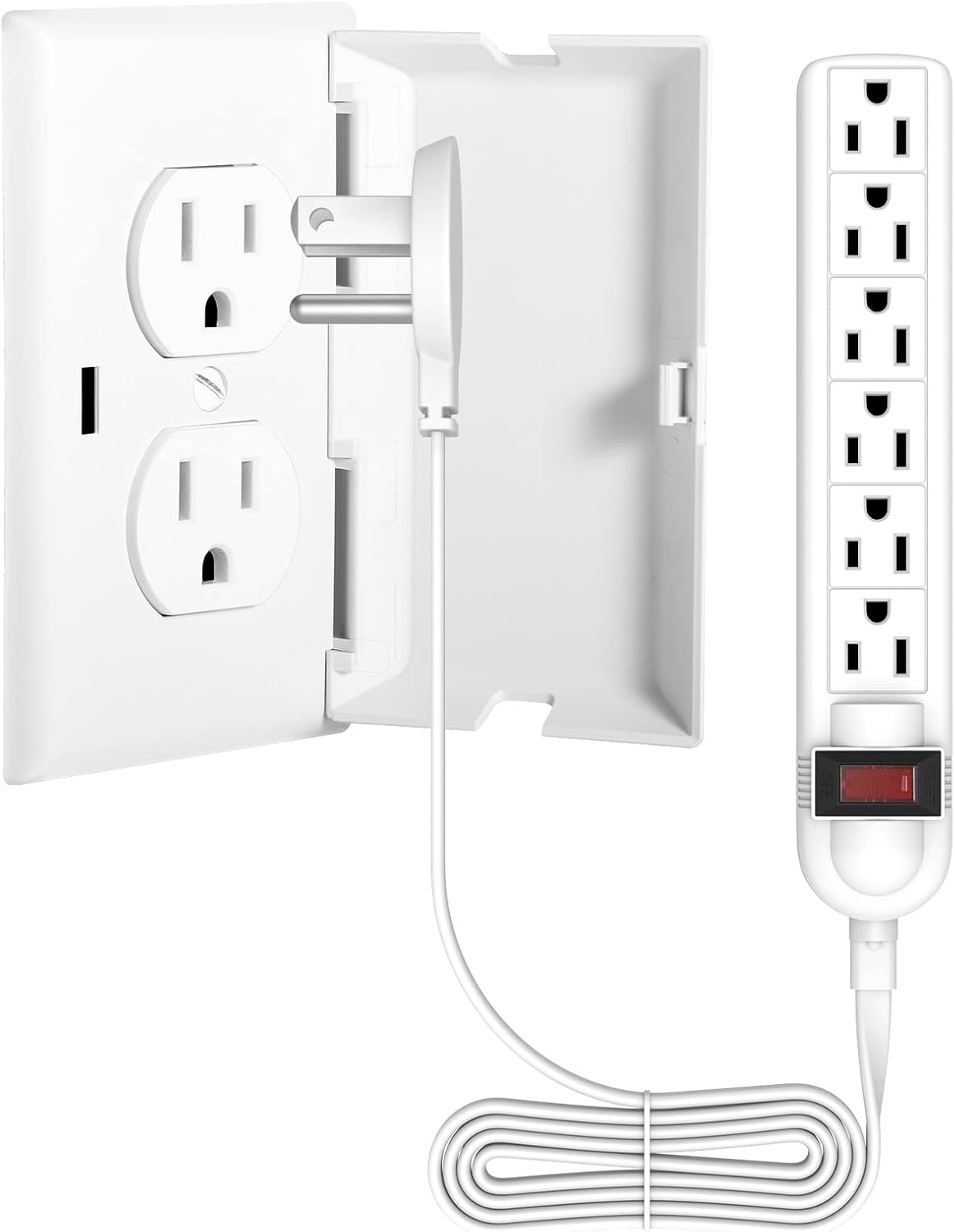 Amazon.com: Ultra-Thin Outlet Concealer with Ultra Flat Plug Power 6 ...