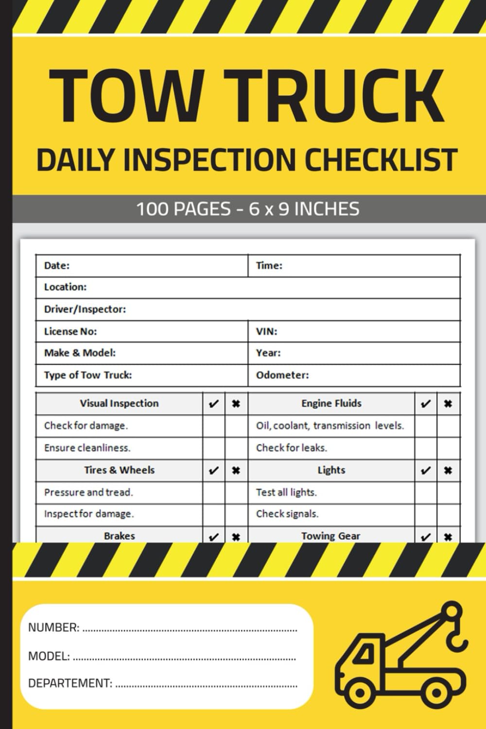 Tow Truck Daily Inspection Checklist: Tow Truck Inspection Report Book ...