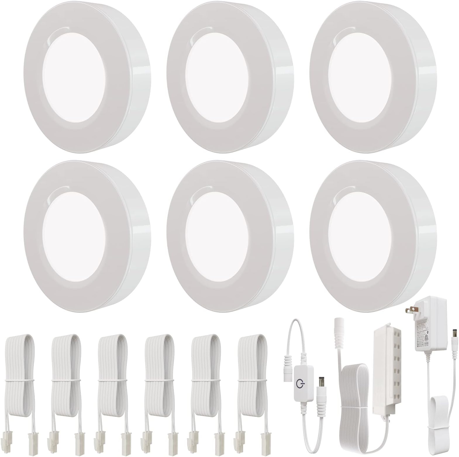 GETINLIGHT 2.75" Wide 3000K Dimmable LED Puck Lights Kit, Plug-in ...