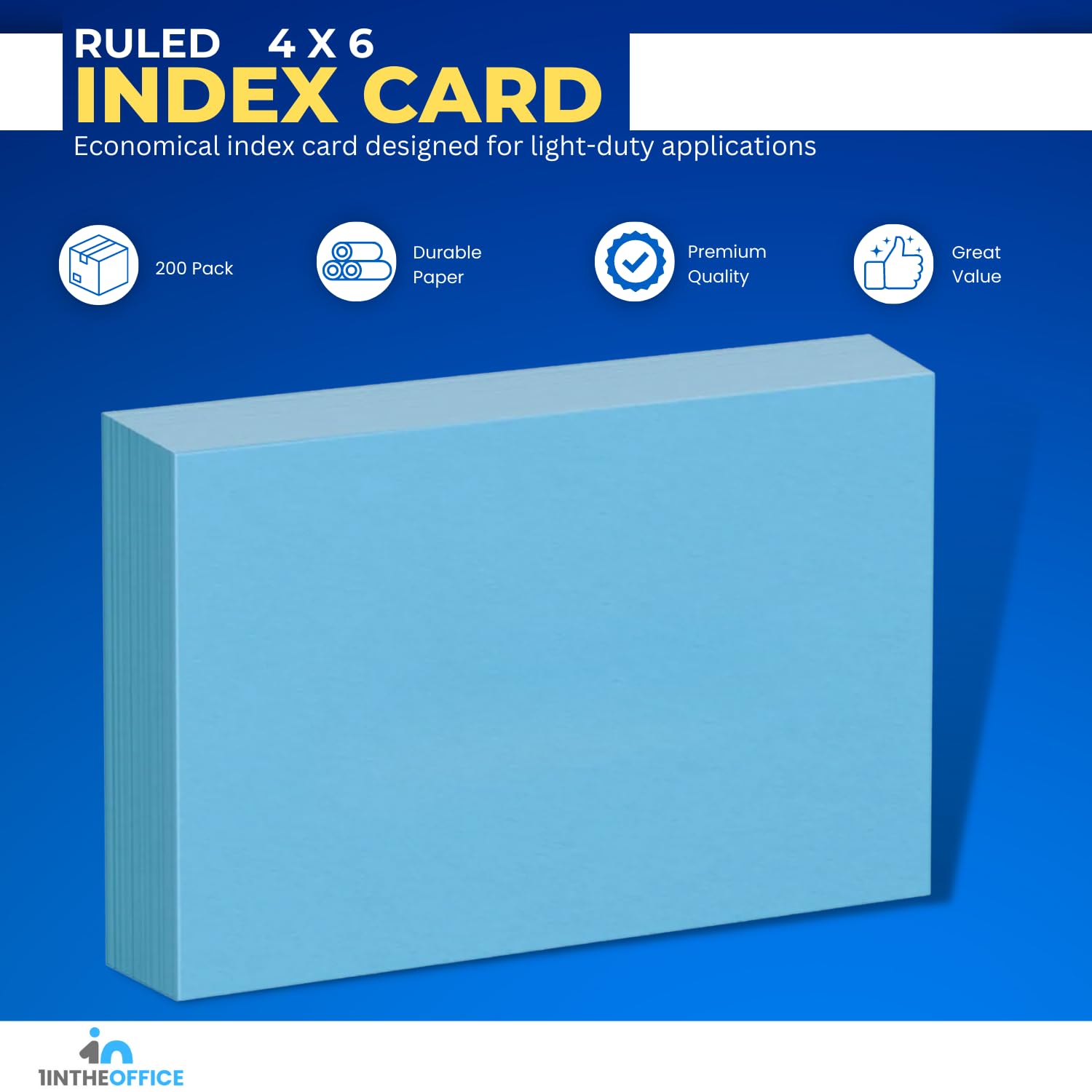 Snapklik.com : 1InTheOffice Index Cards Blue Colored Unruled 4X6