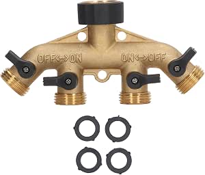 Amazon.com: 4 Way Water Splitter with Brass Ball Valve, Easy Adjust ...