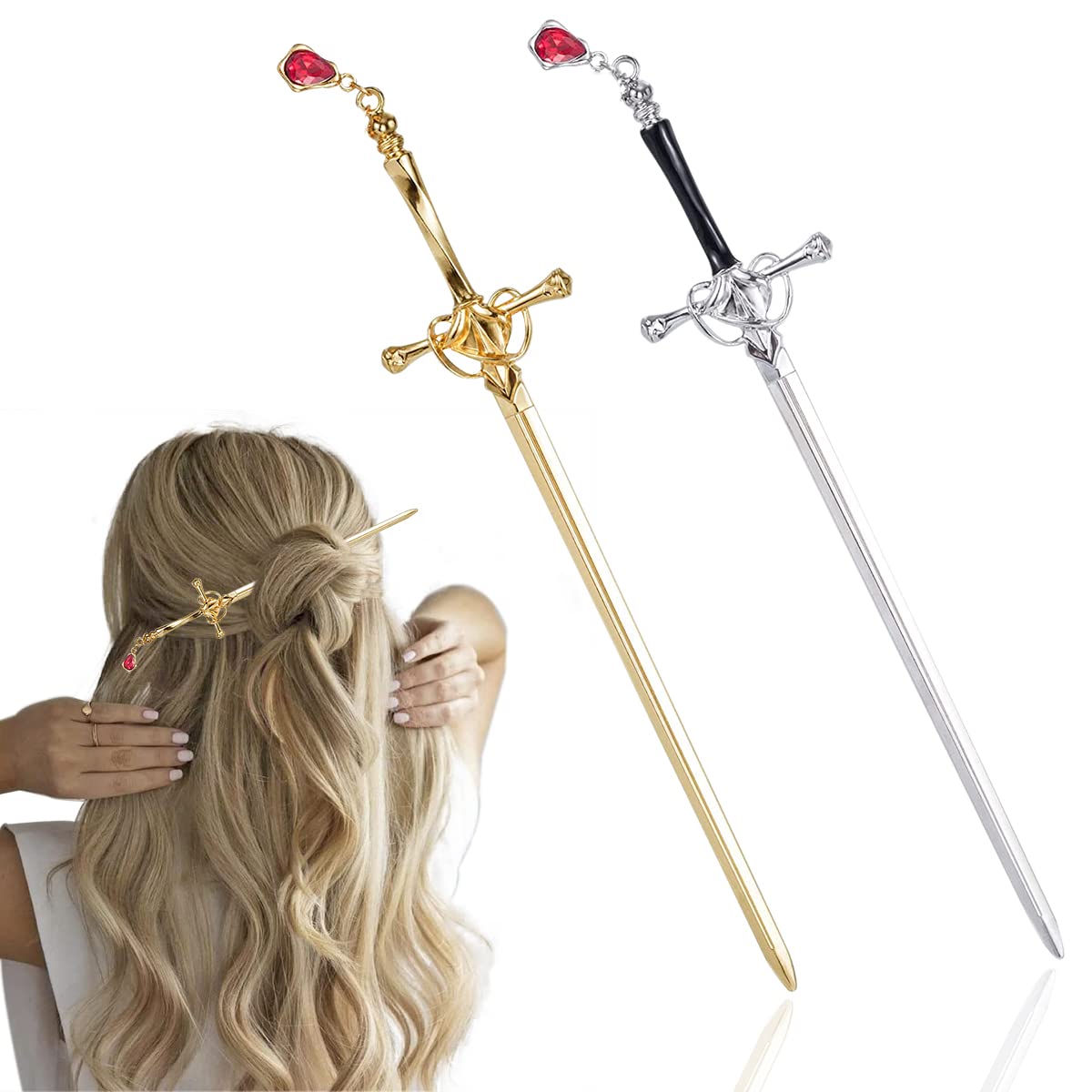 Amazon.com : 2 PACK Chinese Sword Tassel Hair Accessories Sticks for ...
