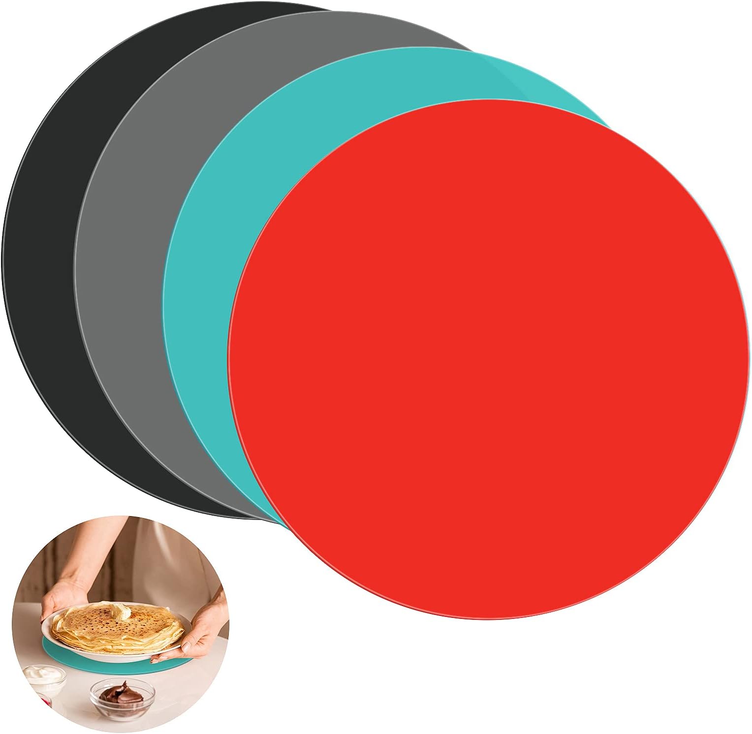 Amazon.com: WIOR 4 Pack 12 Inch Silicone Microwave Mat, Round Non-Stick ...