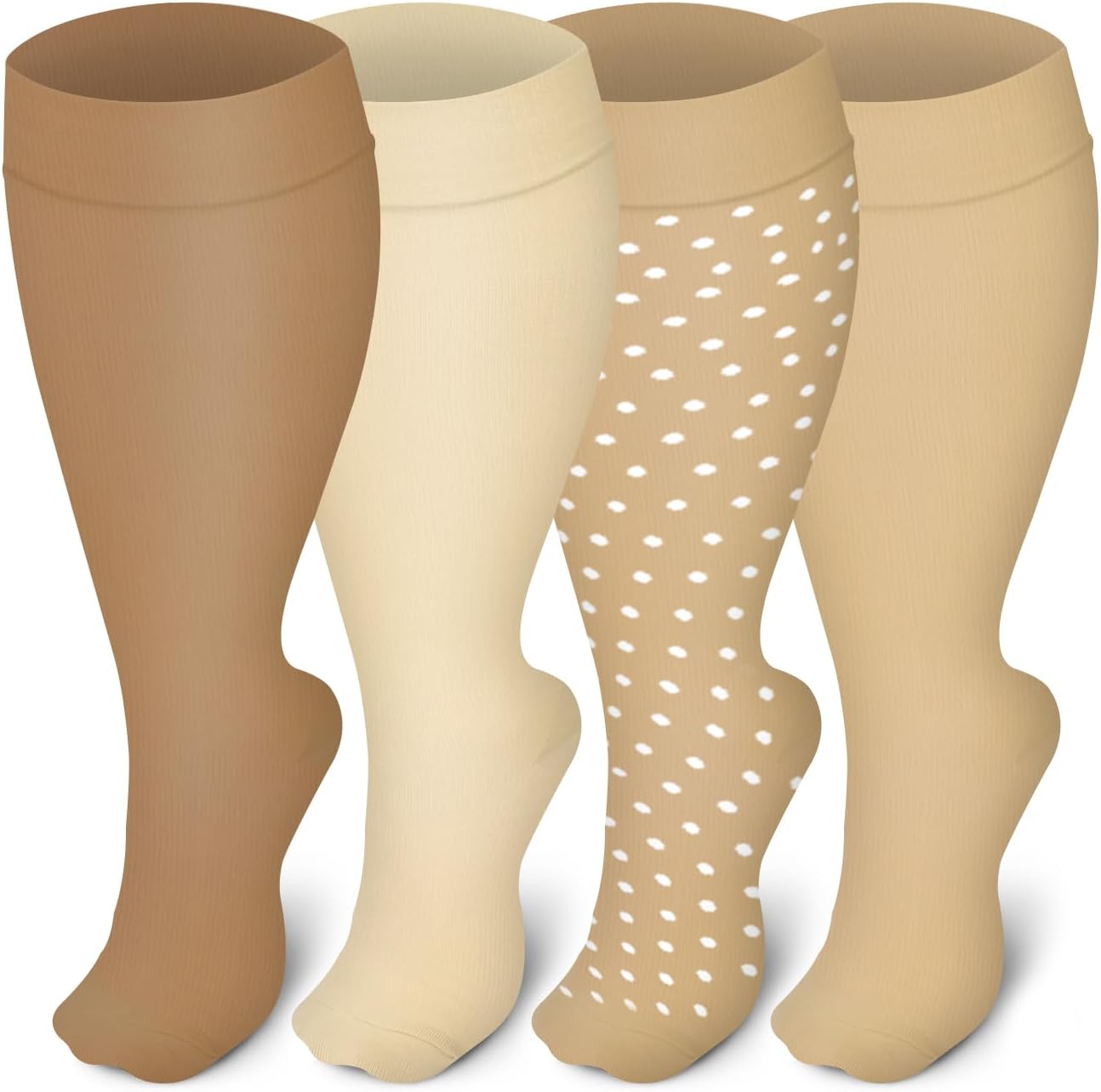 Bluemaple 4 Pairs Plus Size Compression Socks for Women and Men Wide ...