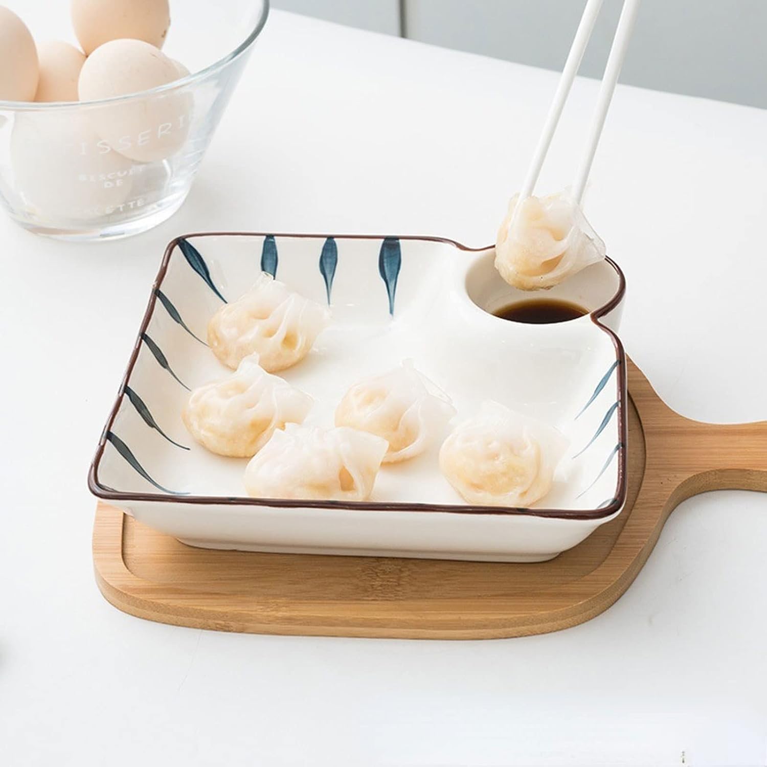 KNOKR Dinner Plates, Ceramic Dumpling Plate Steamed Plate Breakfast ...
