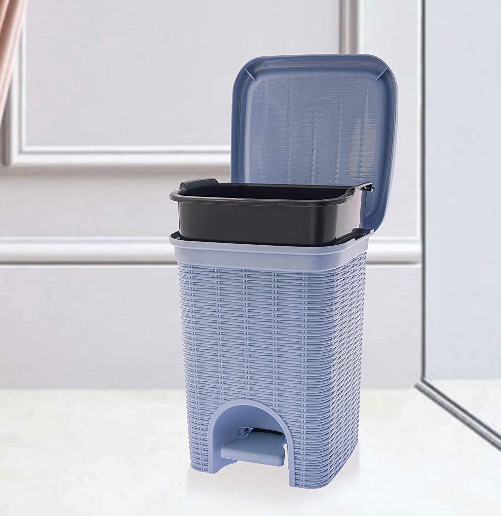PARASNATH Rattan Design (Light Purple Colour) Pedal Dustbin 11 Litre ...