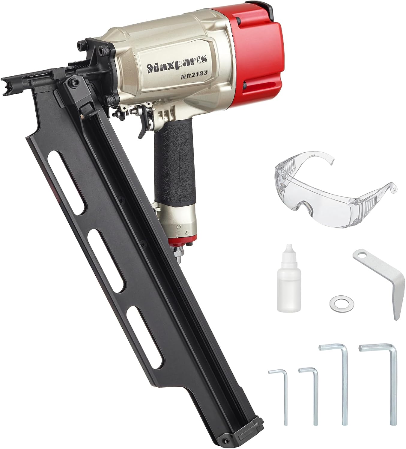 Maxparts Framing Nailer NR2183 21 Degree Plastic Strip Nail Gun with ...