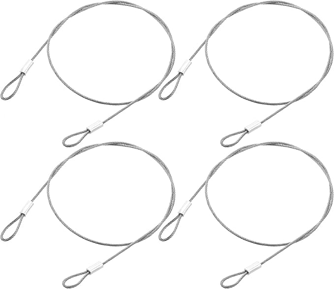 uxcell 4Pcs Lanyard Cable, 50cmx1.5mm Stainless Steel Wire Cable with ...