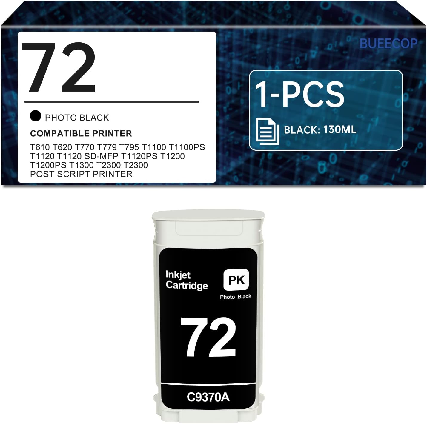 Amazon.com: 72 C9370A Photo Black Ink Cartridge Compatible with HP T610 ...