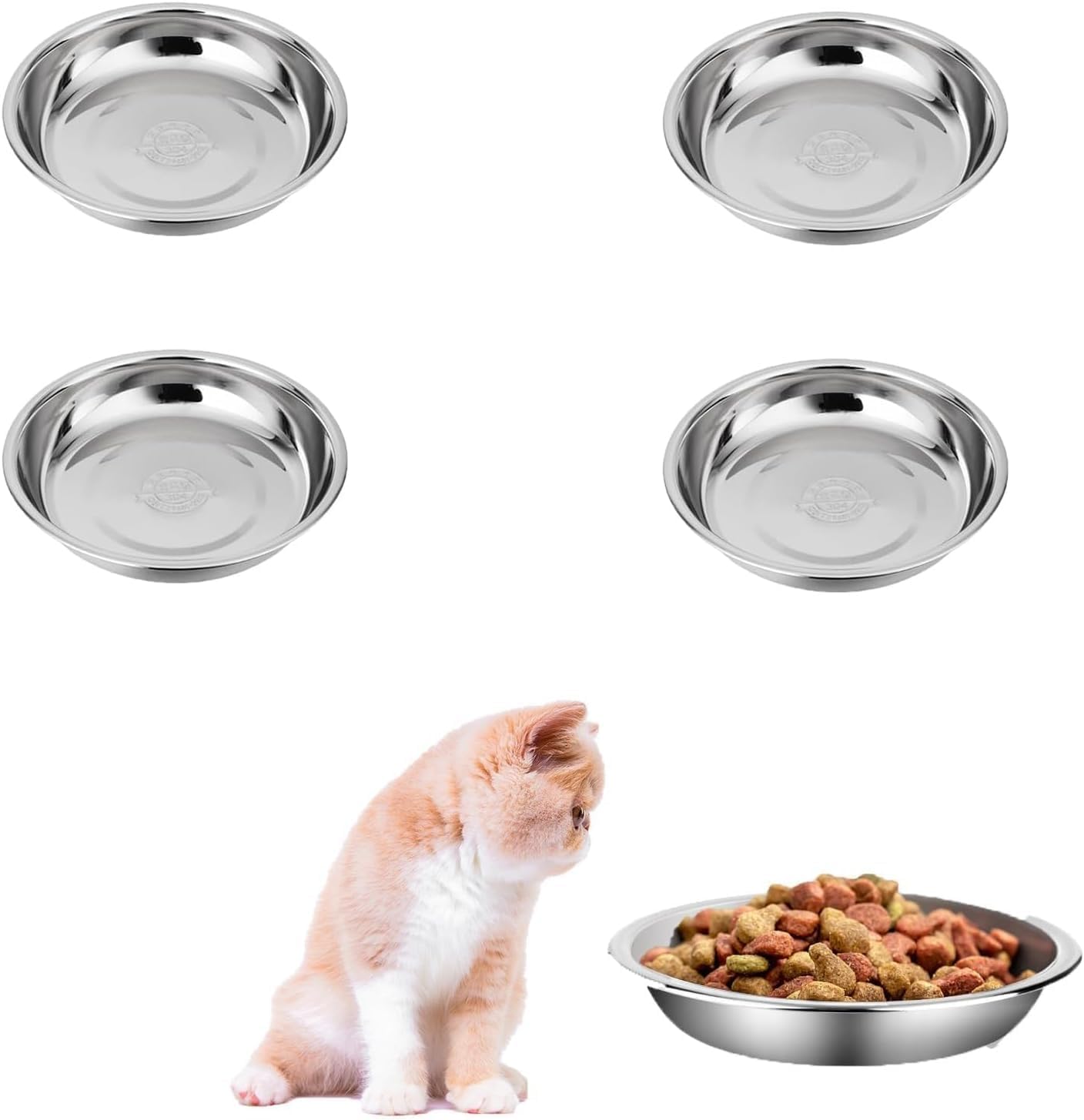 4PCS Cat Bowls Whisker Friendly, Shallow Wide Flat Cat Food Bowls ...